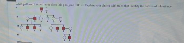 Solved What pattem of inheritance does this pedigree follow? | Chegg.com