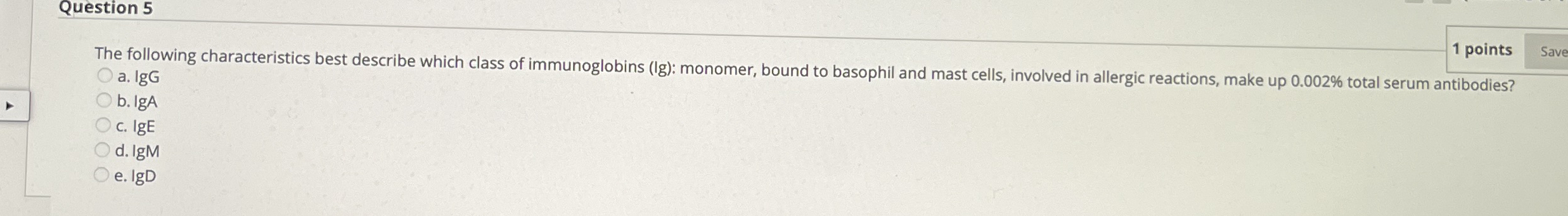 Solved Question 51 ﻿pointsThe following characteristics best | Chegg.com