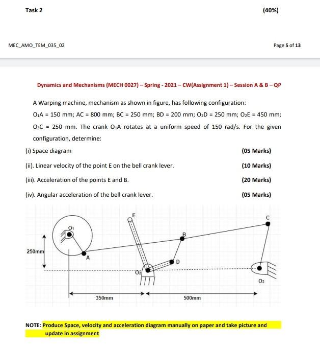 Solved Task (40%) MEC_AMO_TEM_035_02 Page 5 of 13 Dynamics | Chegg.com