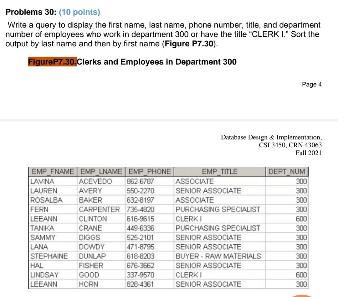 Solved page 332- Problems 27-33: The Ch07_LargeCo database | Chegg.com