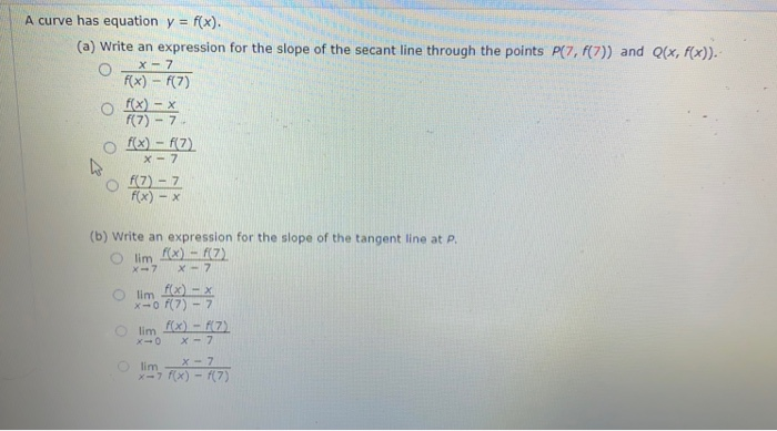 Solved A curve has equation y = f(x). (a) Write an | Chegg.com