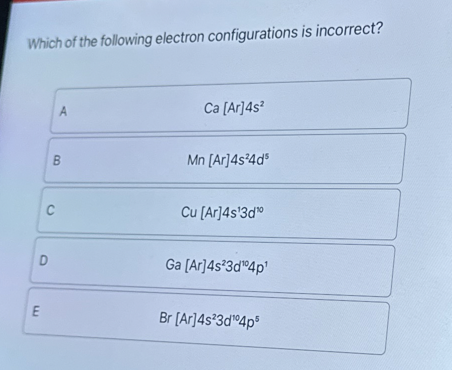 Solved Which of the following electron configurations is | Chegg.com
