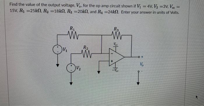 Solved Find the value of the output voltage, Vo, for the op | Chegg.com