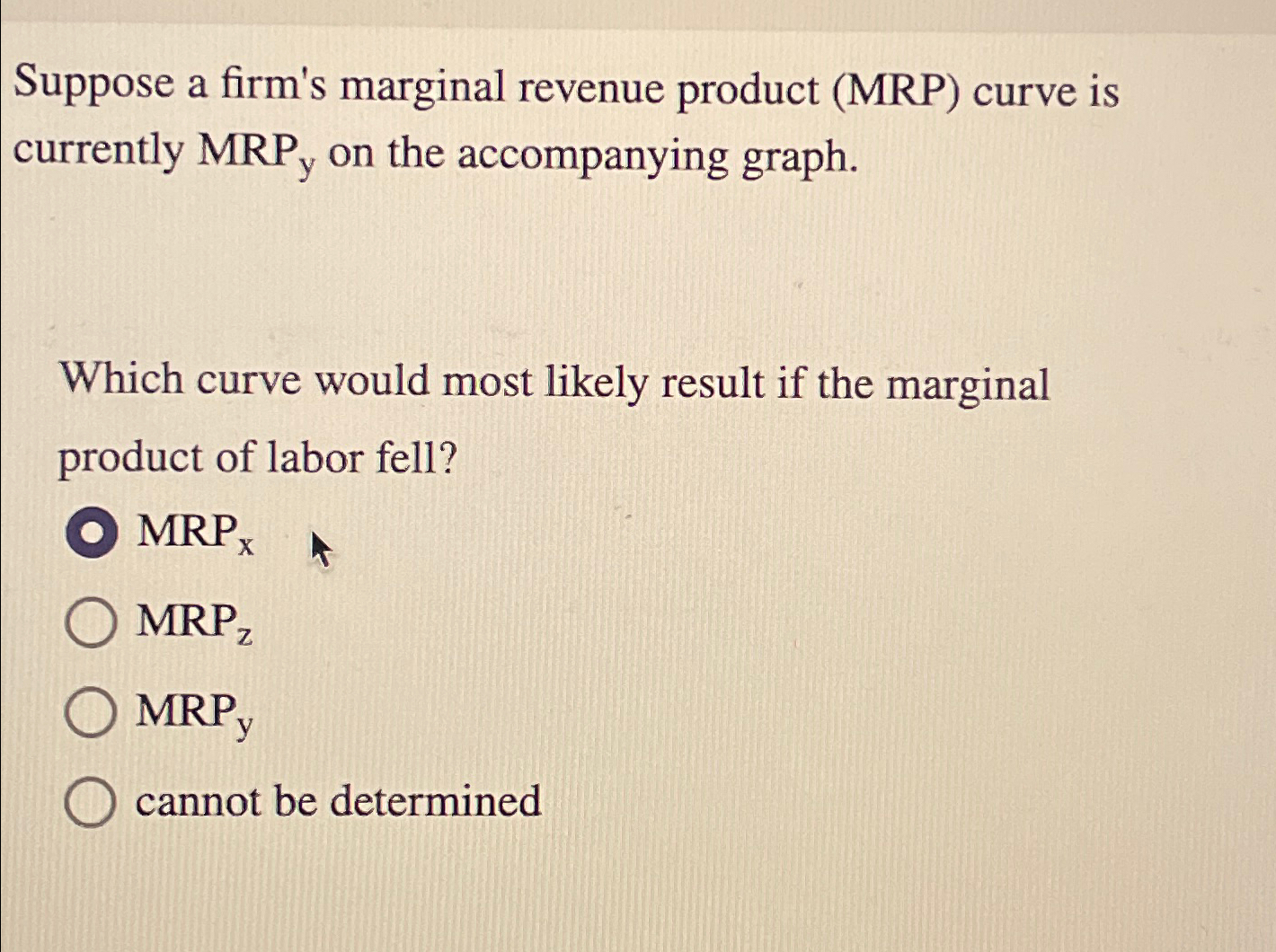 Solved Suppose a firm's marginal revenue product (MRP) | Chegg.com