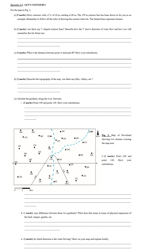 Solved Exercise ?: LET'S CONTOUR!!! For the map in Fig. 2. | Chegg.com