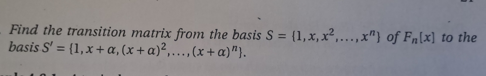 Find the transition matrix from the basis | Chegg.com