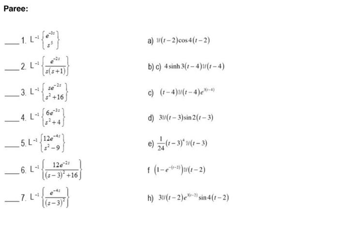 Solved Calculate the transformed Lapace and its inverse | Chegg.com