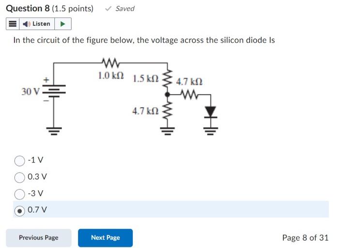 Solved Q8. In the circuit of the figure (see image Q8), the | Chegg.com