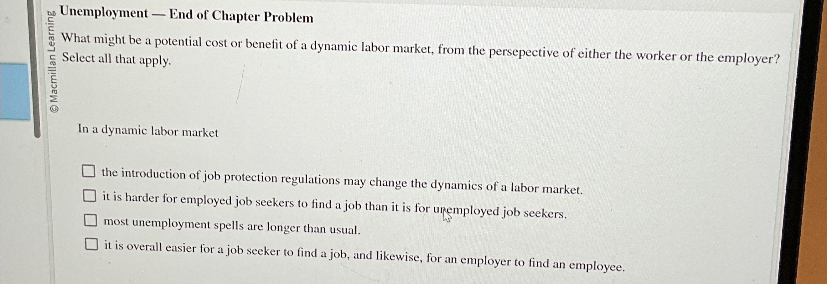Solved In a dynamic labor marketthe introduction of job | Chegg.com