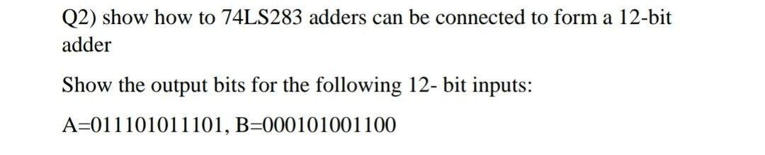 Solved Q2) show how to 74LS283 adders can be connected to | Chegg.com