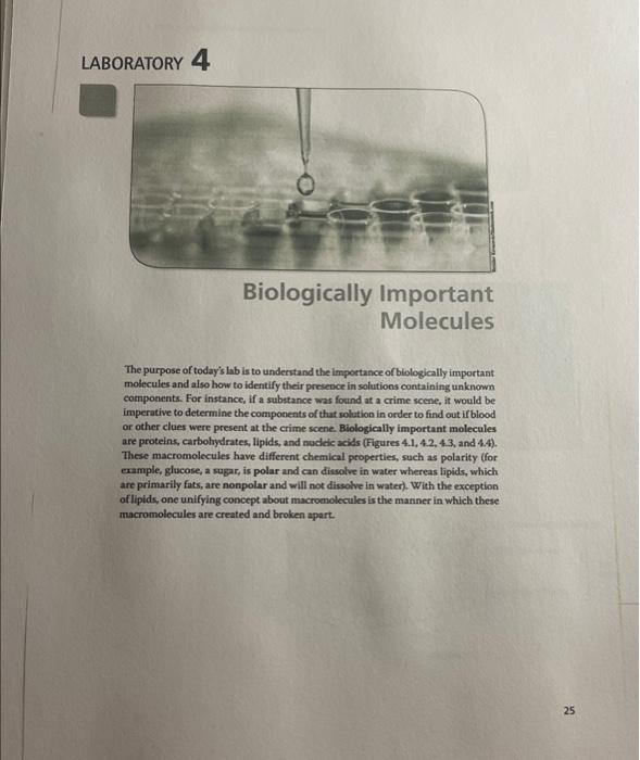 Biological Important Molecules BIO1005 20 points 1. | Chegg.com