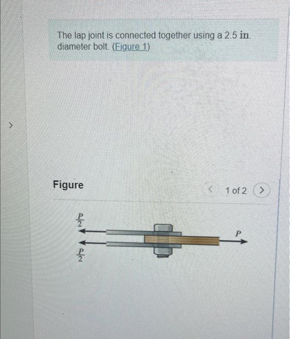 Solved The lap joint is connected together using a 2.5 in. | Chegg.com