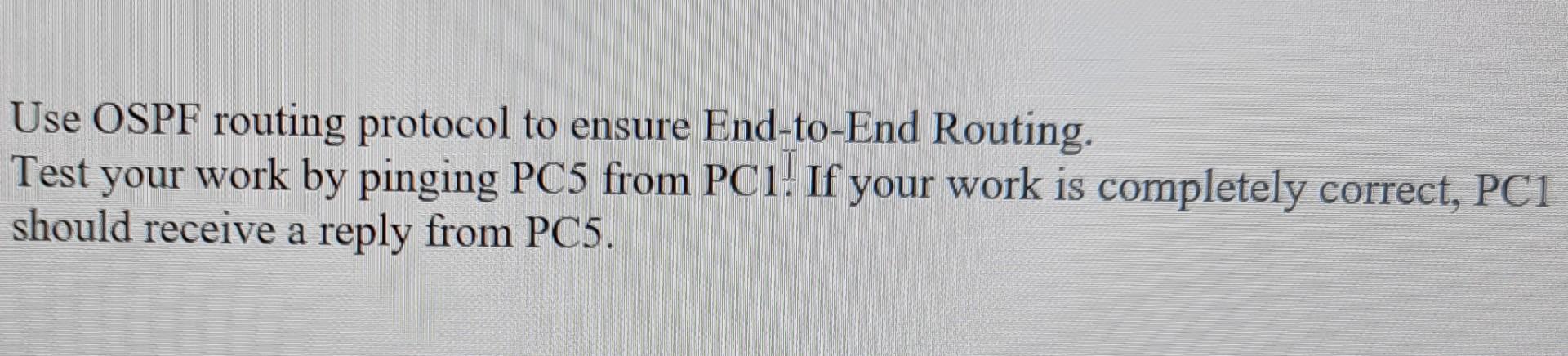 Use OSPF routing protocol to ensure End-to-End | Chegg.com