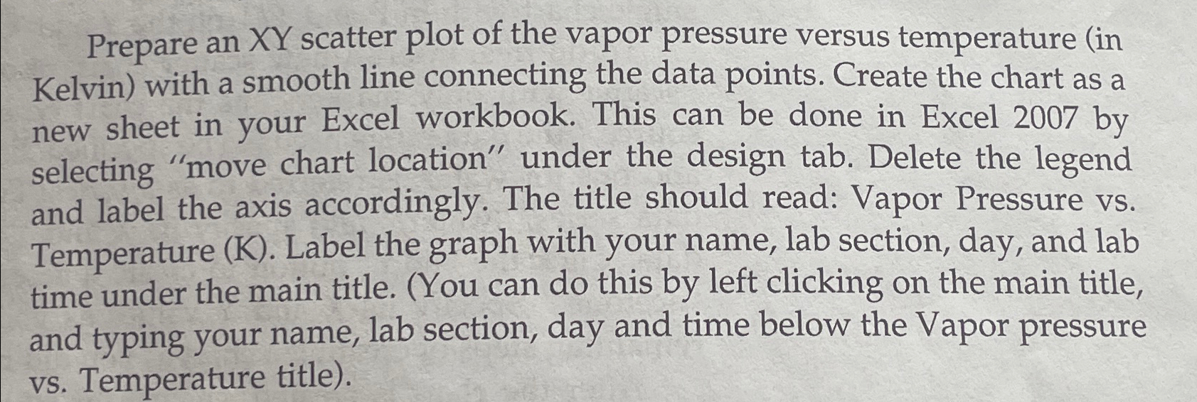 Solved Prepare an XY scatter plot of the vapor pressure | Chegg.com