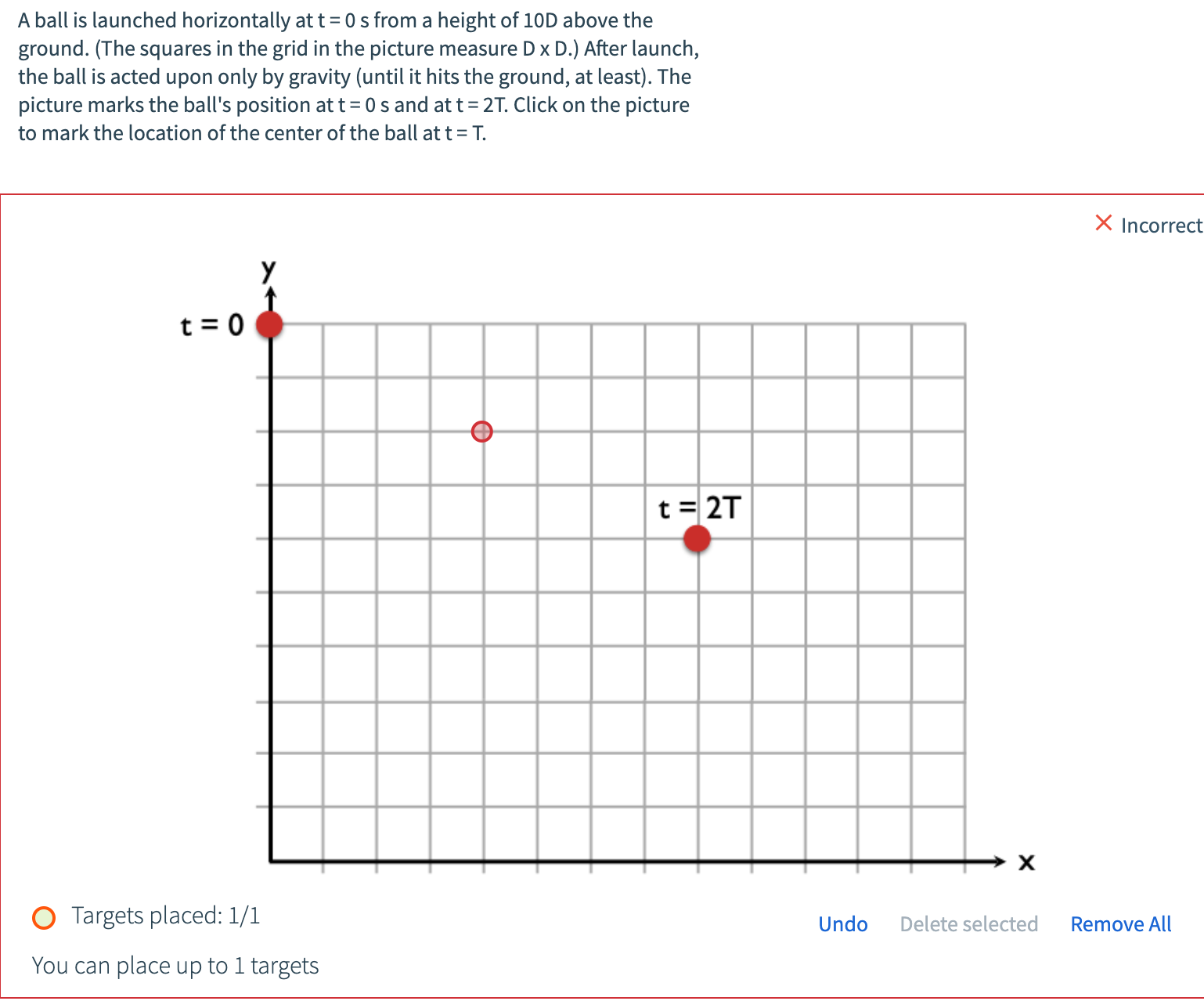 Solved A ball is launched horizontally at t=0s ﻿from a | Chegg.com