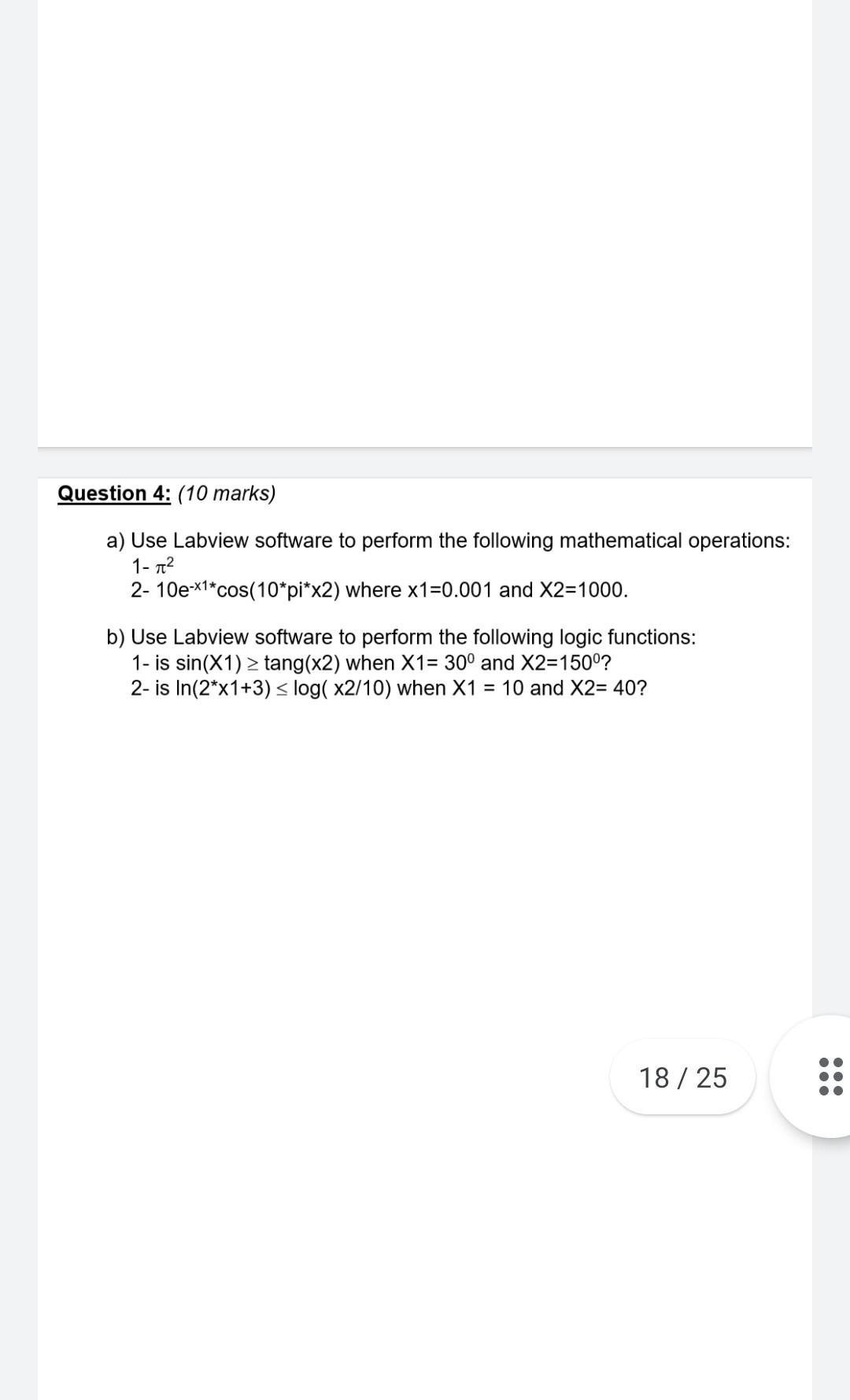Solved Question 4: (10 marks) a) Use Labview software to | Chegg.com