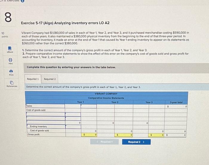 Solved Exercise 5-17 (Algo) Analyzing inventory errors LO A2 | Chegg.com