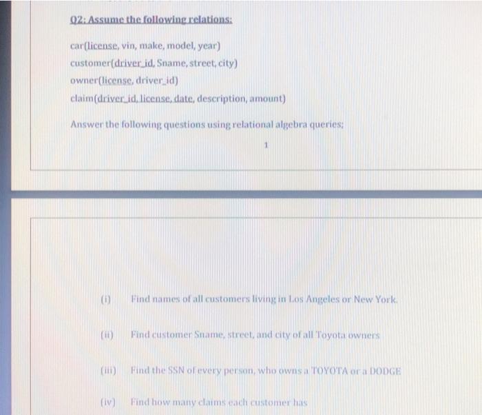 Solved Q1: Assume the following relations: Student (StdNo, | Chegg.com