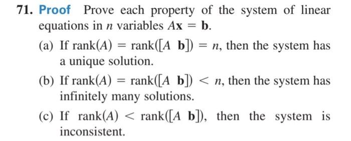 Solved 71. Proof Prove each property of the system of linear | Chegg.com