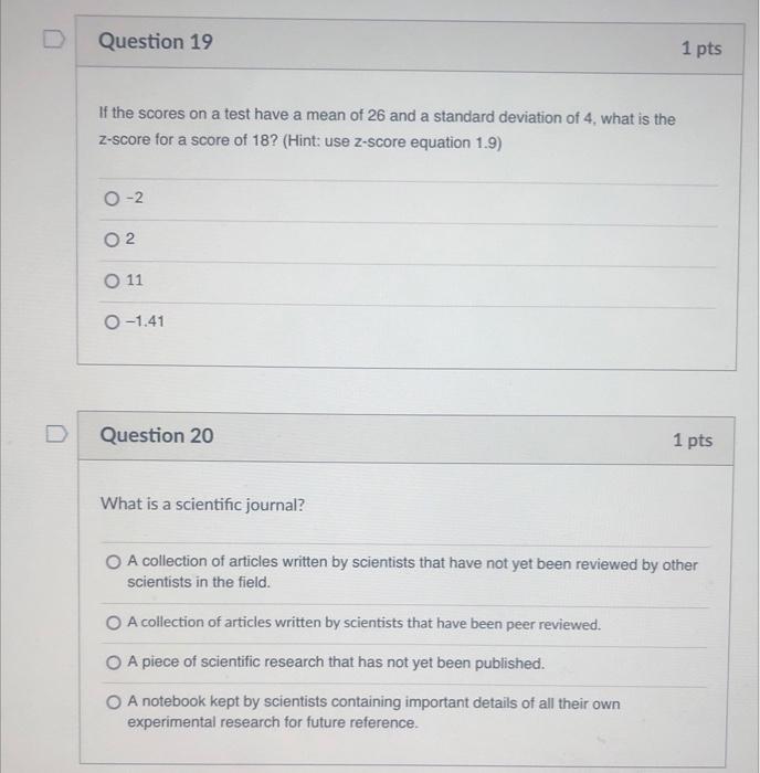 Solved If the scores on a test have a mean of 26 and a | Chegg.com