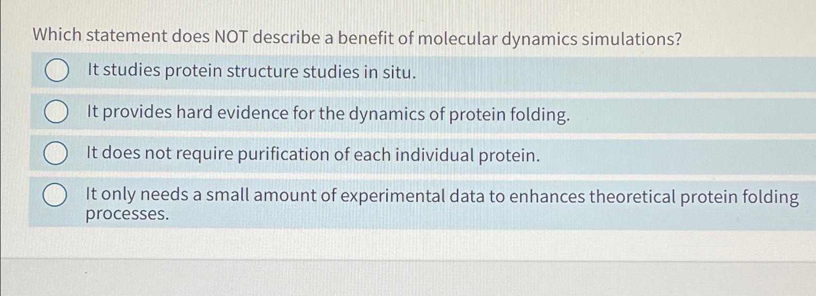 Solved Which statement does NOT describe a benefit of | Chegg.com