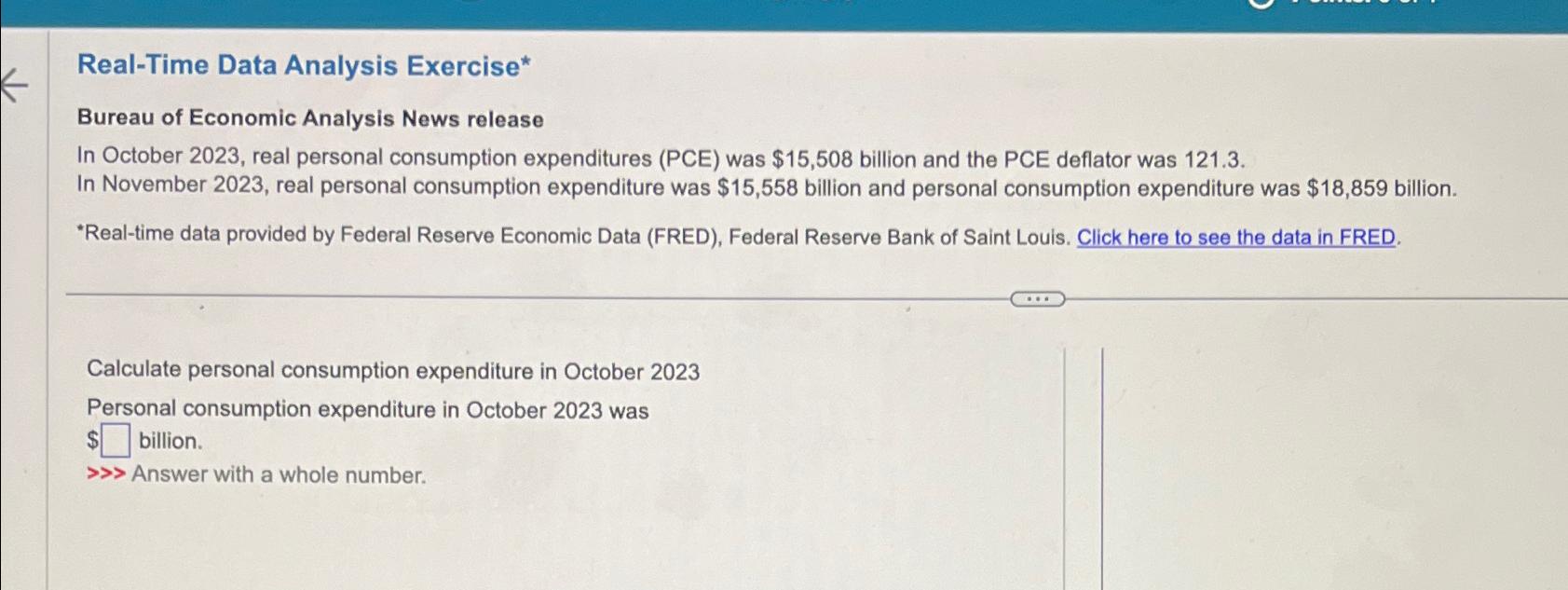 Solved Real-Time Data Analysis Exercise*Bureau of Economic | Chegg.com