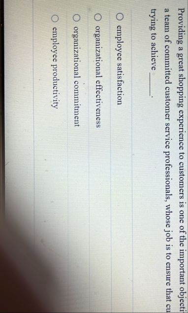 Solved Providing a great shopping experience to customers is | Chegg.com