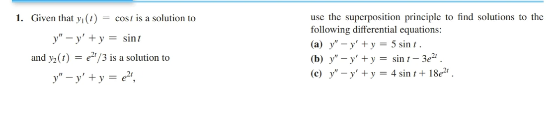 Solved Given that y1(t)=cost is ﻿a solution | Chegg.com