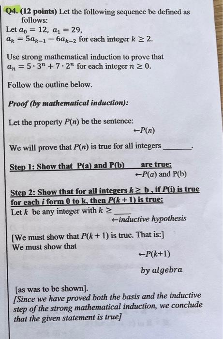 Solved Q4. (12 points) Let the following sequence be defined | Chegg.com
