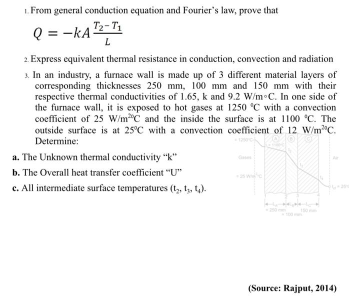 Solved 1. From general conduction equation and Fourier's | Chegg.com