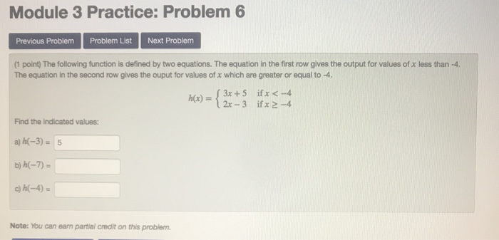 Solved Module 3 Practice: Problem 6 Previous Problem Problem | Chegg.com