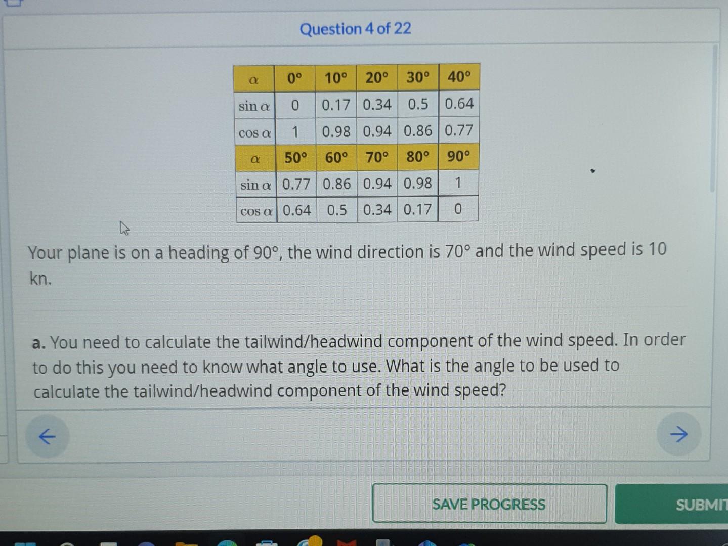 Solved Question 4 of 22 Your plane is on a heading of 90∘, | Chegg.com