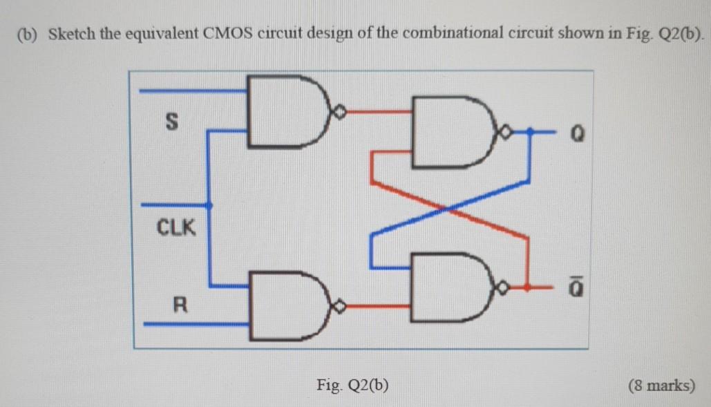 Solved (b) Sketch the equivalent CMOS circuit design of the | Chegg.com