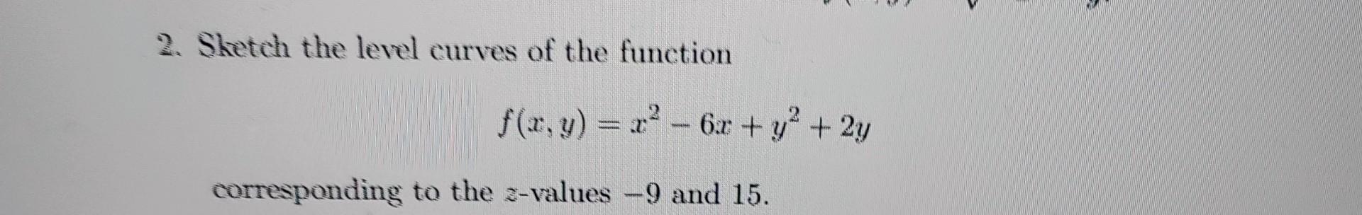 Solved 2. Sketch the level curves of the function | Chegg.com