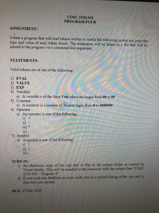 Solved COSC 2336.801 PROGRAM FOUR ASSIGNMENT: Create a | Chegg.com