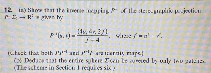 Solved 12. (a) Show that the inverse mapping P−1 of the | Chegg.com