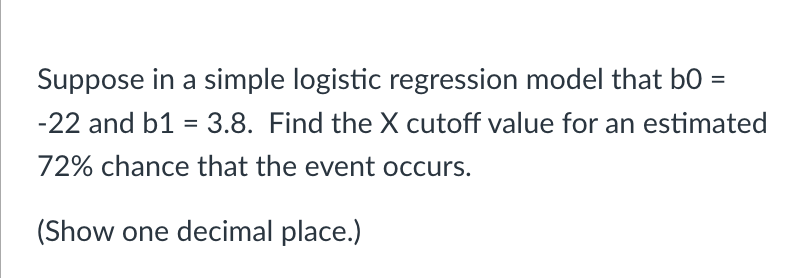 Solved Suppose in a simple logistic regression model that | Chegg.com
