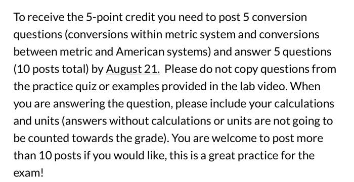 Solved To receive the 5-point credit you need to post 5 | Chegg.com