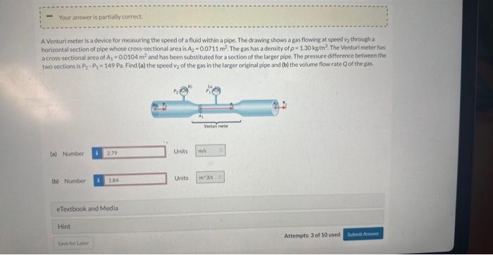 Solved A Venturi meter is a device for measuring the speed | Chegg.com