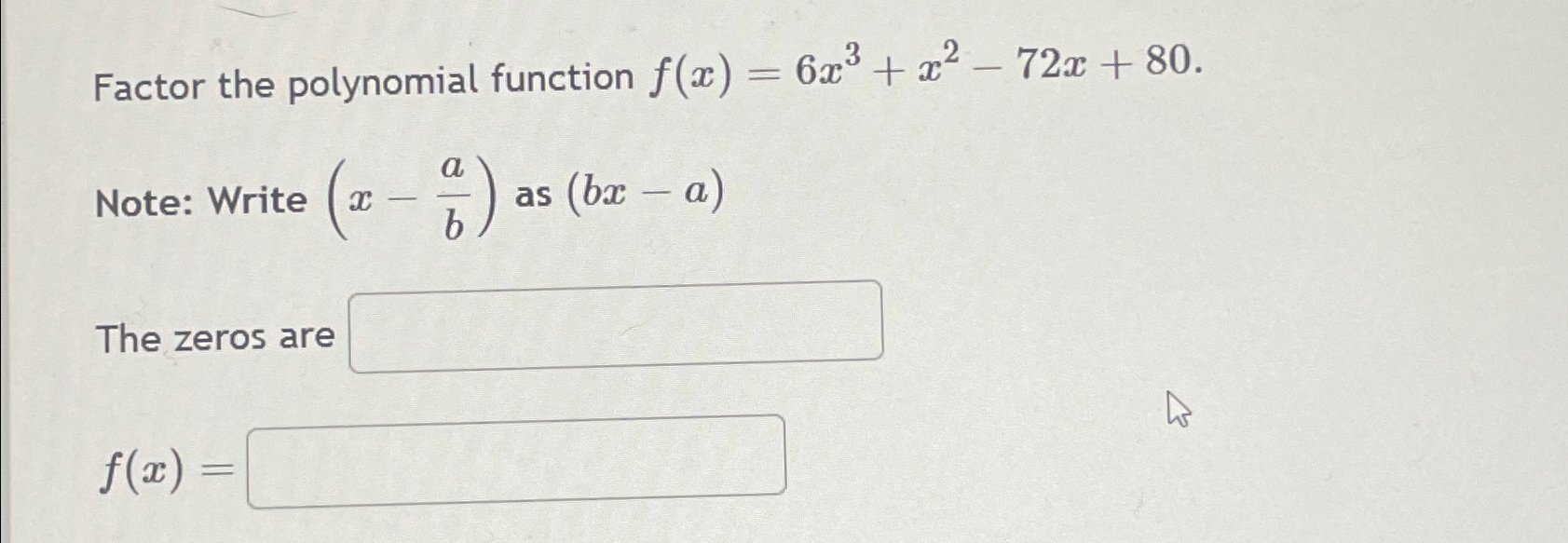 Solved Factor the polynomial function | Chegg.com
