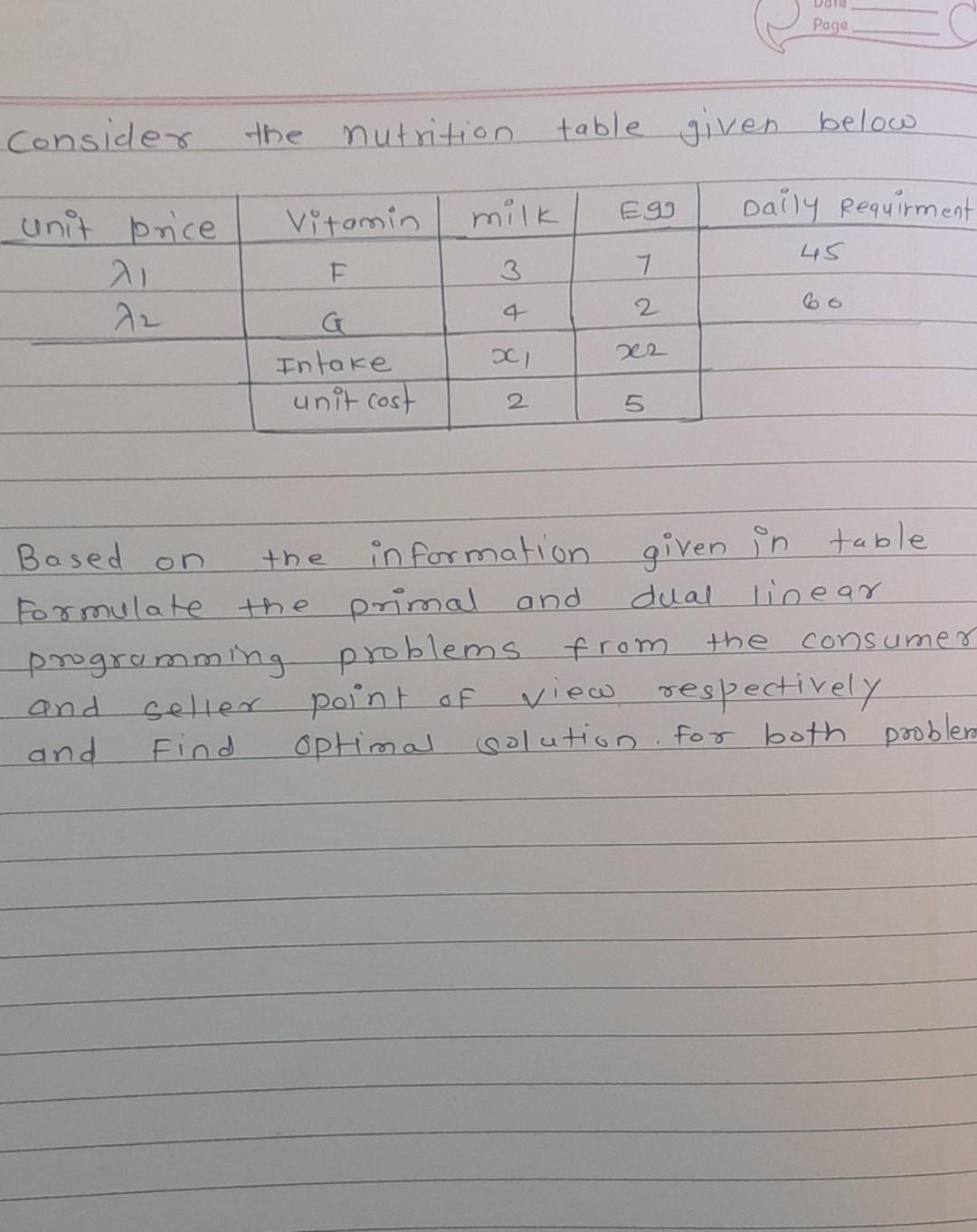 Solved Consider the nutrition table given below Based on the | Chegg.com