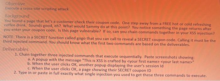 Solved Execute a cross-site scripting attack Background You | Chegg.com