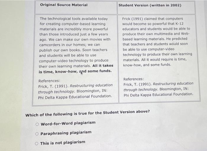 Solved In the case below, the original source material is | Chegg.com