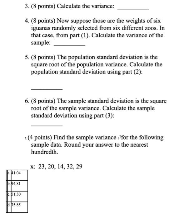 Solved Use the following information for exercises 1 to 6 . | Chegg.com