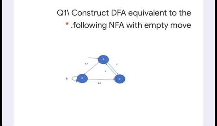 Q11 Construct DFA equivalent to the * .following NFA | Chegg.com