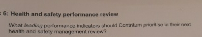 Solved 6: Health and safety performance reviewWhat /eading | Chegg.com