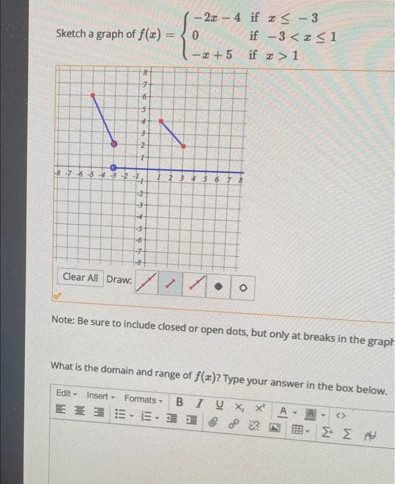 Solved - 2x - 4 if 2 - 3 Sketch a graph of f(1) = 0 if | Chegg.com