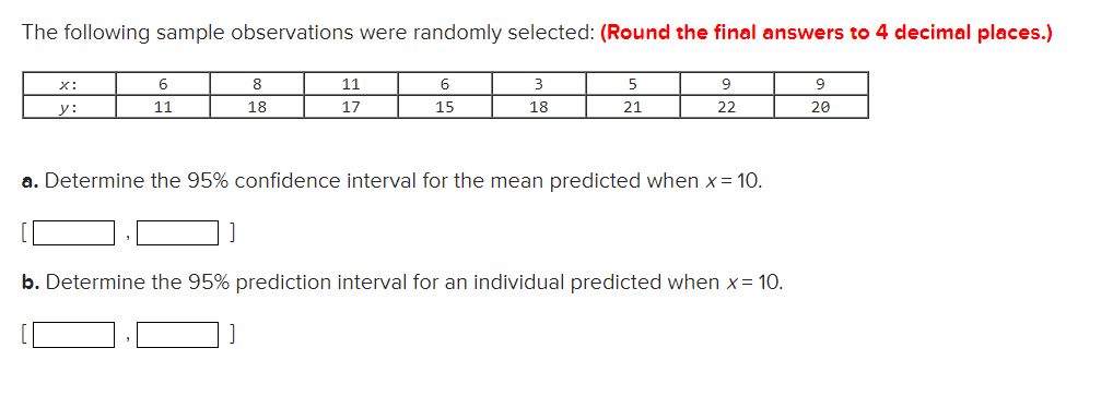 Solved The following sample observations were randomly | Chegg.com
