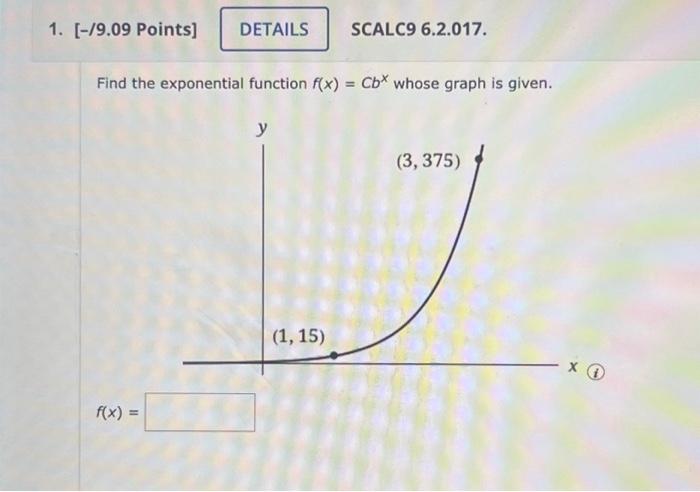 Solved Find the exponential function \\( f(x)=C b^{x} \\) | Chegg.com