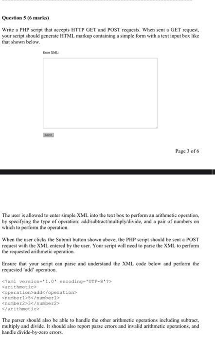 Solved Question 5 (6 marks) Write a PHP script that accepts | Chegg.com